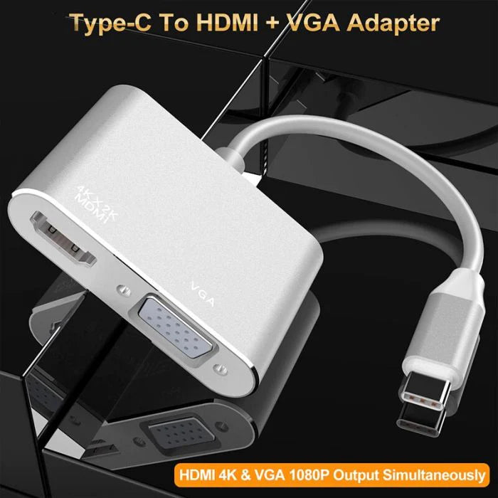 Compro™ USB 3.1 Type C to VGA + HDMI 4K*2K Adapter - Compro System
